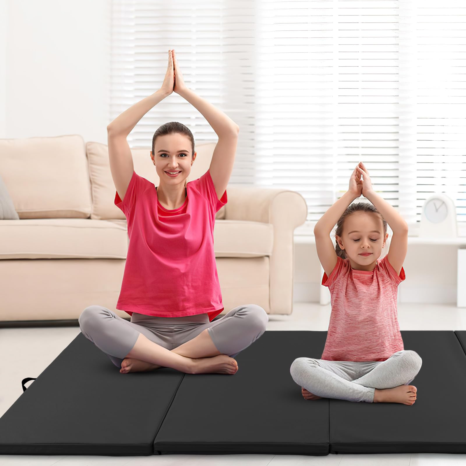Giantex 4'x10'x2" Gymnastics Mat Folding Panel Thick Gym Fitness Exercise Christmas Gift (Black)
