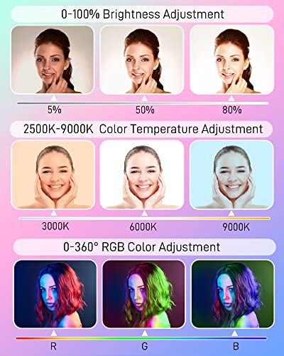 FRANDEK Portable Light for Photography, 4000mAh Rechargeable RGB On-Camera Video Lights 360°Full Color, LED Soft Video Conference Lighting Dimmable 2500K-9000K, Selfie Lighting for Live Streaming
