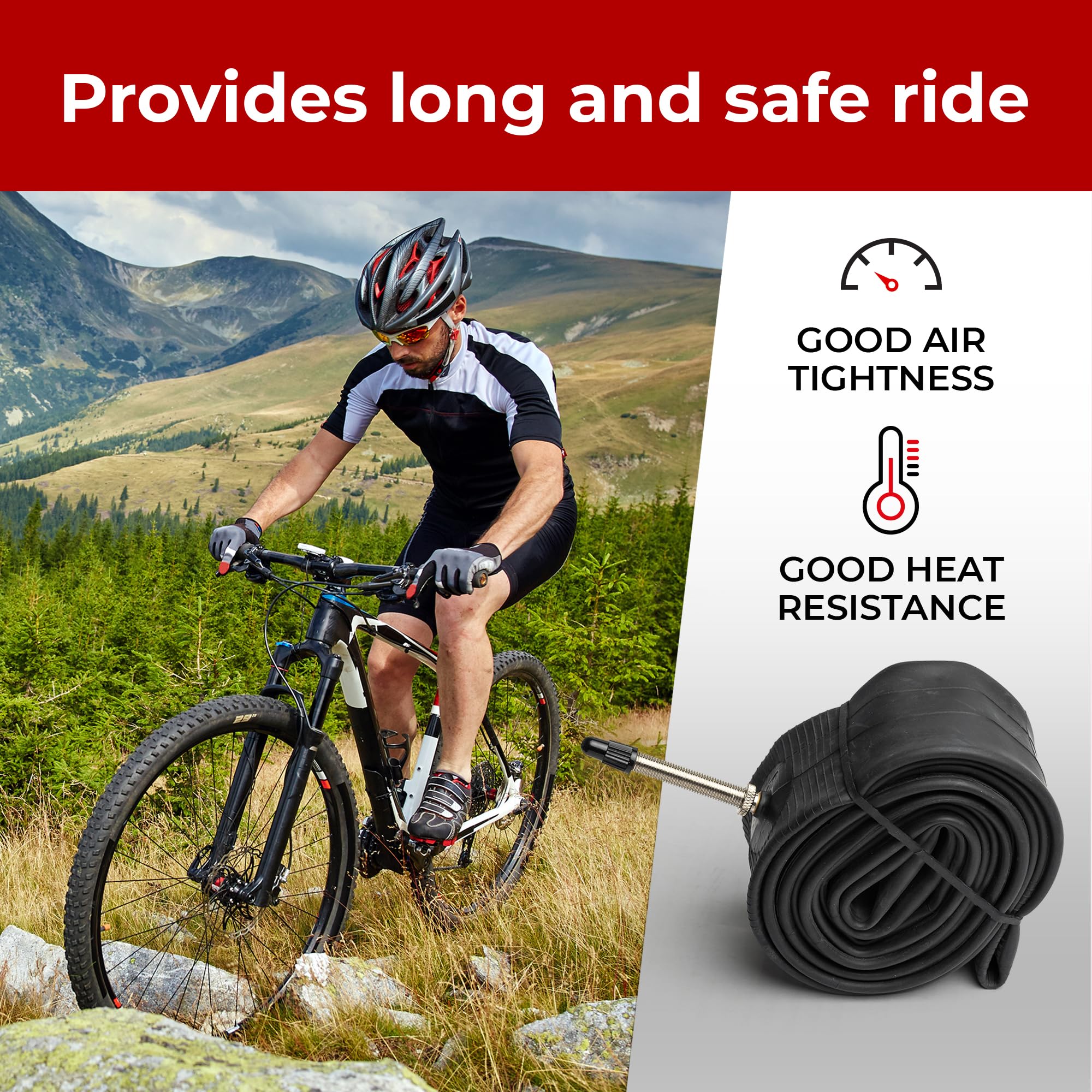 Fincci Bike Inner Tube 29 x 2.1/2.125/2.2/2.3/2.35 - Presta Valve Inner Tubes 48mm for Cycle Bicycle Bike Tire - Pack of 2