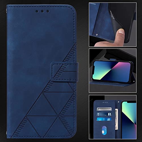FTRONGRT Case for Tecno Camon 12, Mobile Wallet Flip Cover with Mobile Phone Holder, Card Slot, Magnetic PU Leather Case for Tecno Camon 12-Blue