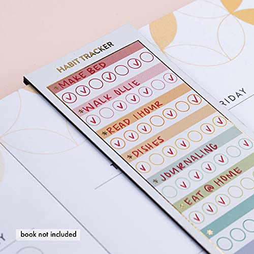 Folded Magnetic Page Marker Dashboard - Habit Tracker Layout. Works with Wet-Erase Markers. Measures 2" x 6". Fits All Erin Condren Planners and Notebooks.