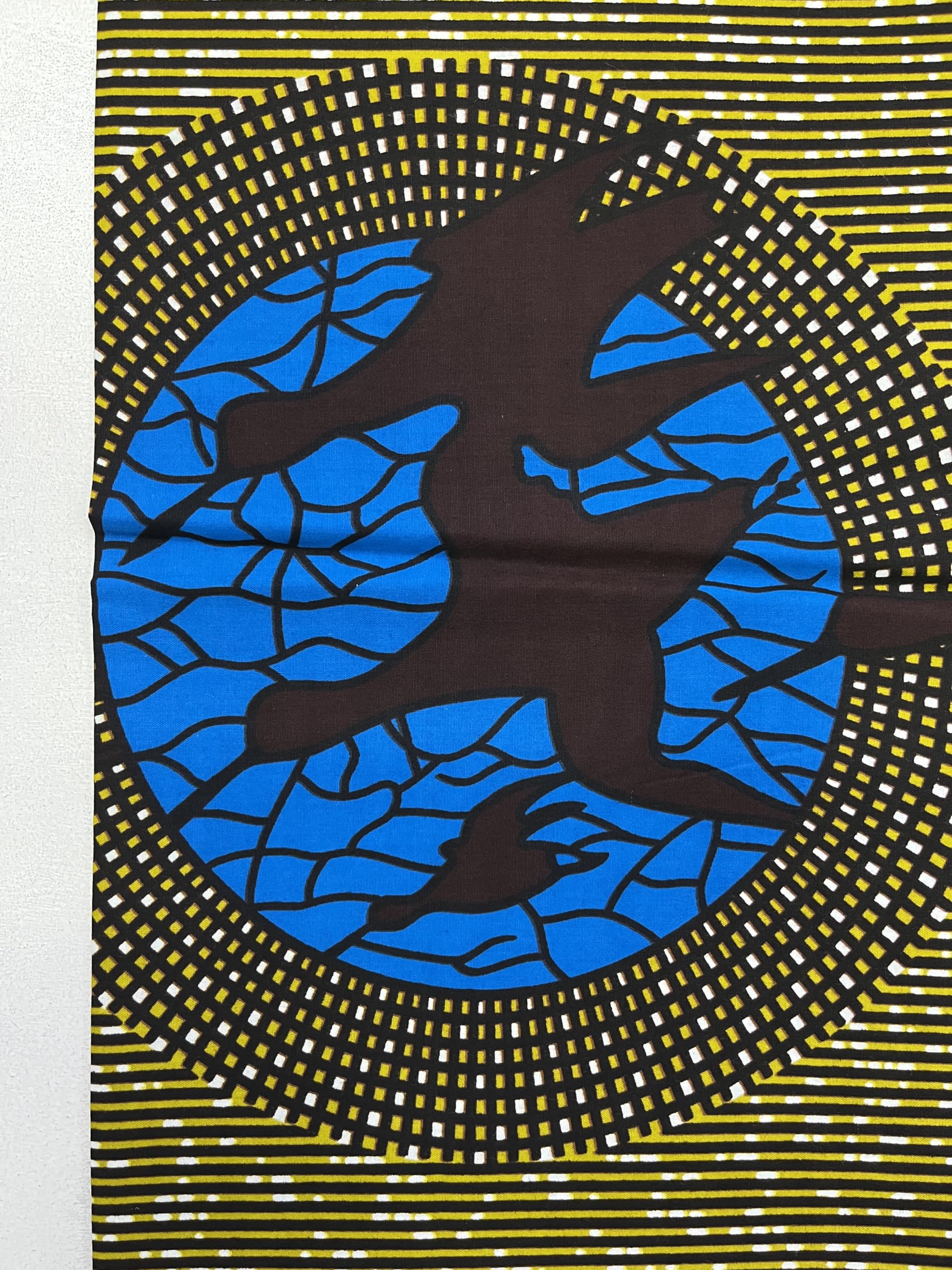Flying Bird Design African Guaranteed Wax Block Prints Fabric/African Ankara Wrapper Fabric Wax Fabrics /-Sell by 6 Yards-100% Cotton-for Dresses- Blue, Yellow, Black, White
