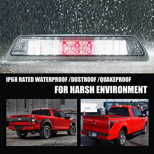 For 2009-2014 Ford F-150 LED High Mount 3rd Third Tail Brake Light (Chrome Housing Clear Lens)