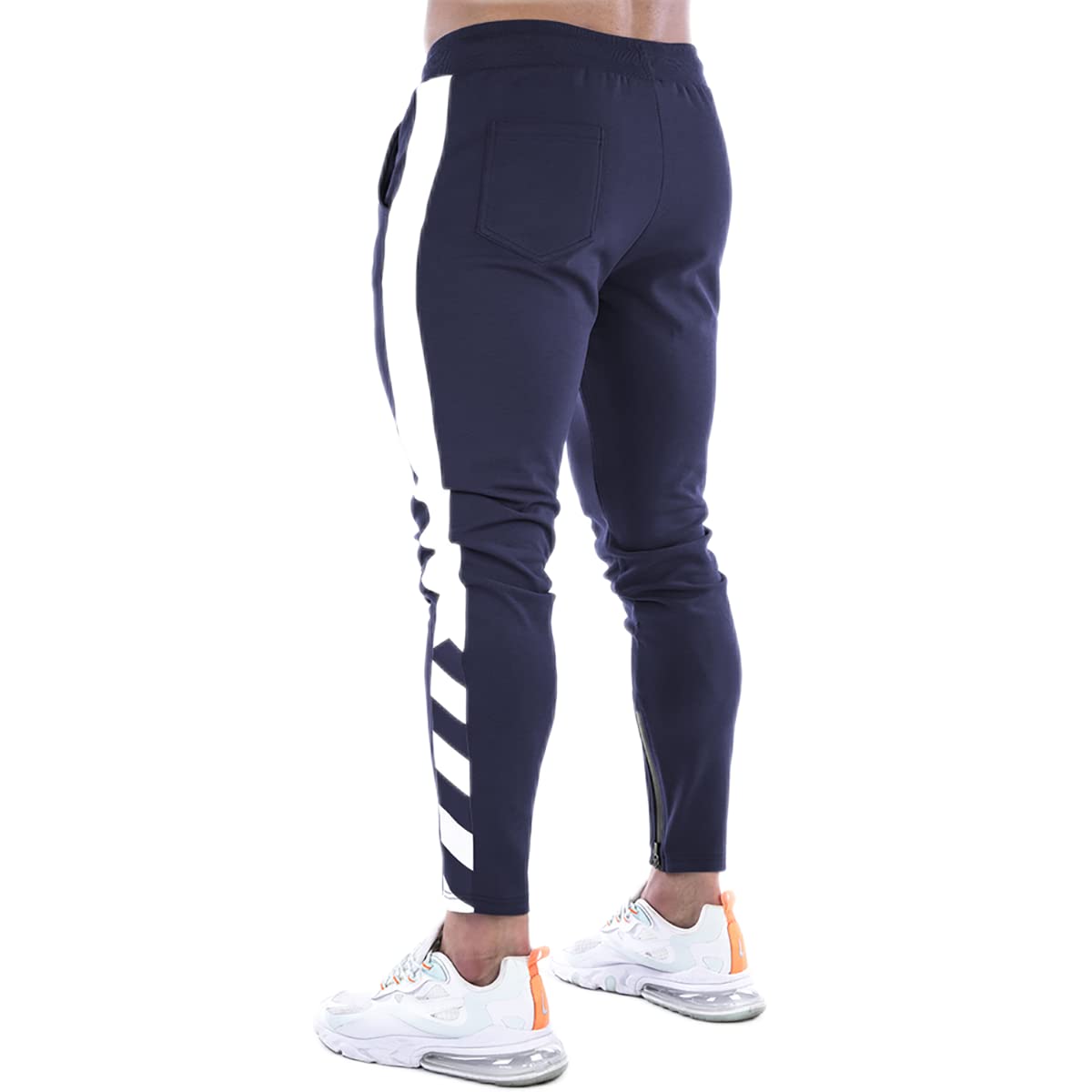 GINTPK Men's Track Pants,Slim Fit Athletic Sweatpants Joggers with Zipper Pockets Yoga Running Workout Pants Navy L