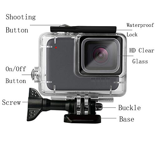 for Waterproof Go pro Hero 7 Silver/White Housing for Protective Rotective Underwater Dive Hero 7 Silver/White Case Transparent
