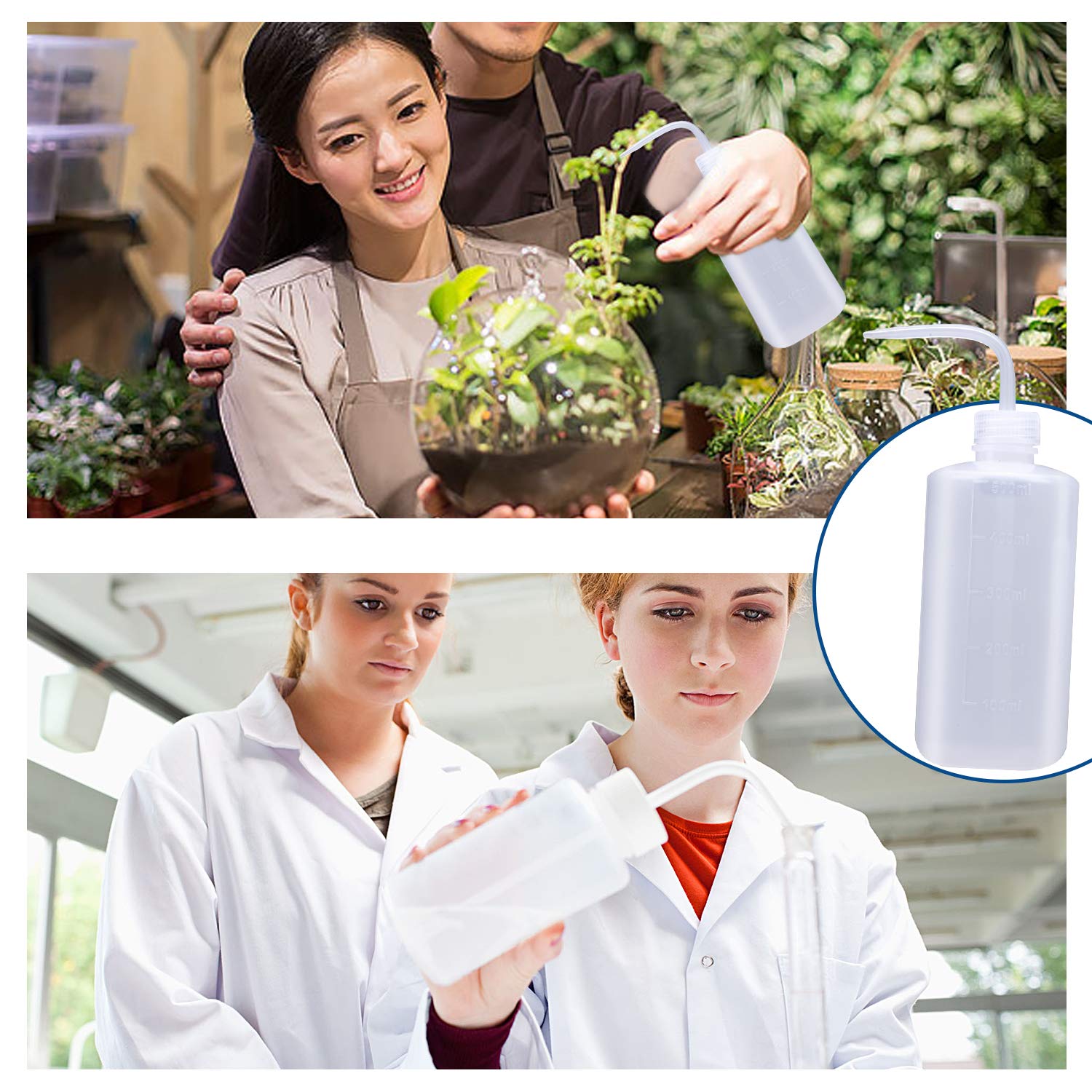 Young4us Wash bottle, 3 Pack LDPE Squeeze Bottles, Safe Plastic Low Density Polyethylene Watering Bottle Tattoo Wash Bottle with Narrow Mouth, for Chemistry, Industry, Lab & Gardening, 500, 250,150ml