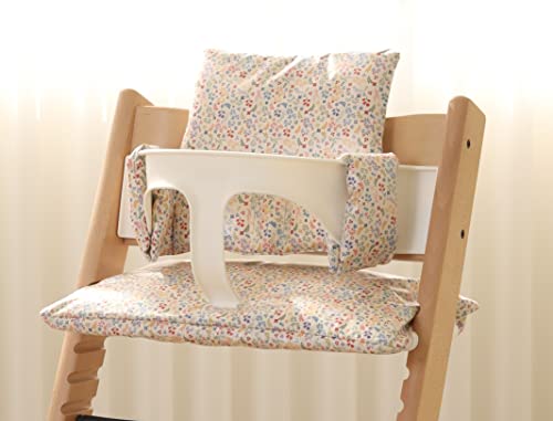 Gembebe Waterproof & Compatible Stokke Tripp Trapp Cushion Set - Easy to Clean Stokke Tripp Trapp Newborn Set - 100% Cotton Stokke Tripp Trapp High Chair Cushion Set (Flower Garden / 49.5 Counts)