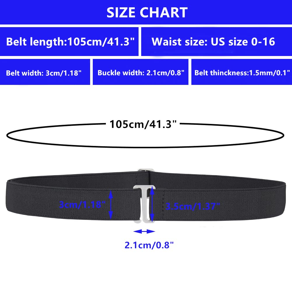 Ginwee 6 Pack Invisible Belts,Women Stretch Belt,No Show Adjustable Elastic Belts with Flat Buckle for Jeans Pants Dresses