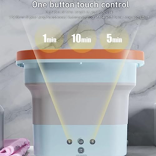 Foldable Small Portable Washer, Laundry Machine with Drain Basket, Rechargeable Collapsible Bucket, Travel Washer, Portable Mini Washing Machine for Apartment, Camping, RV,
