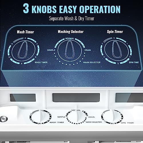 Superday Portable Washer and Dryer, 17.6LBS Small Washing Machine and Spin Dryer Combo, Compact Mini Twin Tub Washing Machine for Apartment, Dorms, RV, Camping, Laundry, College Rooms, Grey