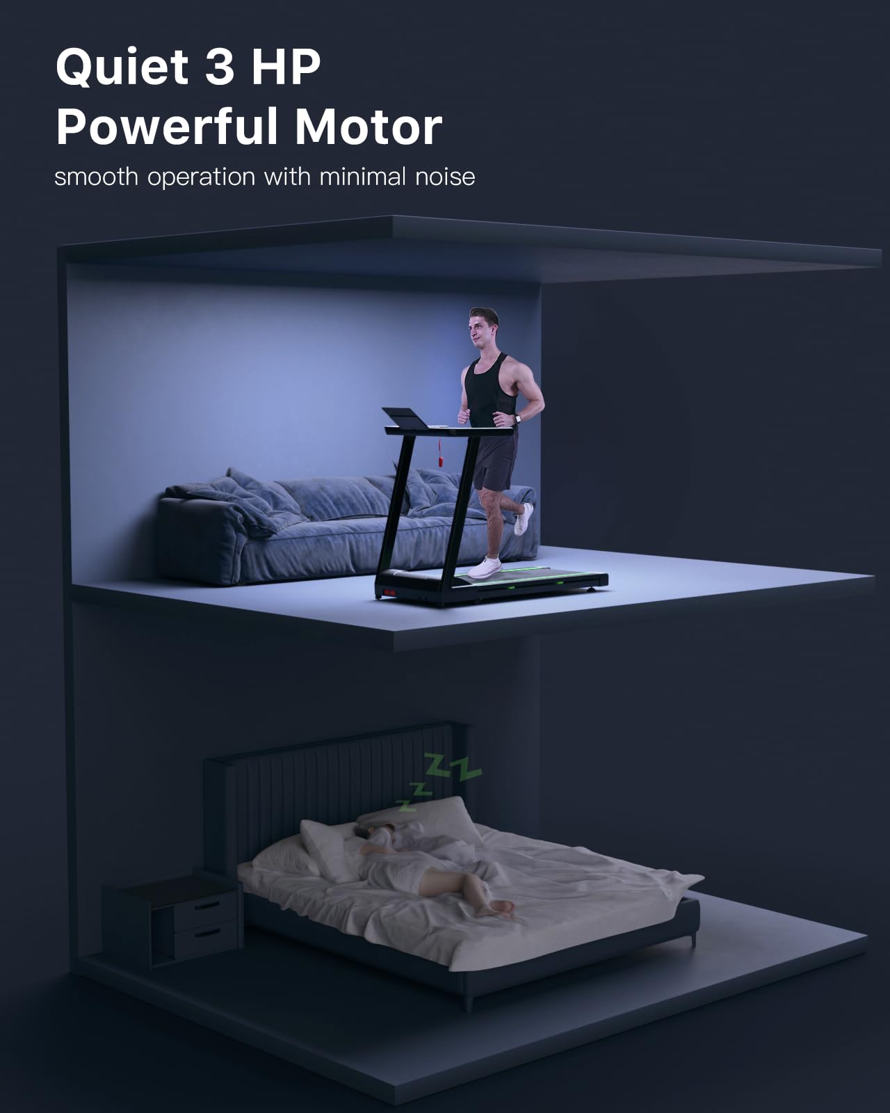 Foldable Treadmill with 300 LBS Capacity, Portable Folding Treadmill with Preset Programs, 3.0 HP Compact Treadmill for Home Small Space