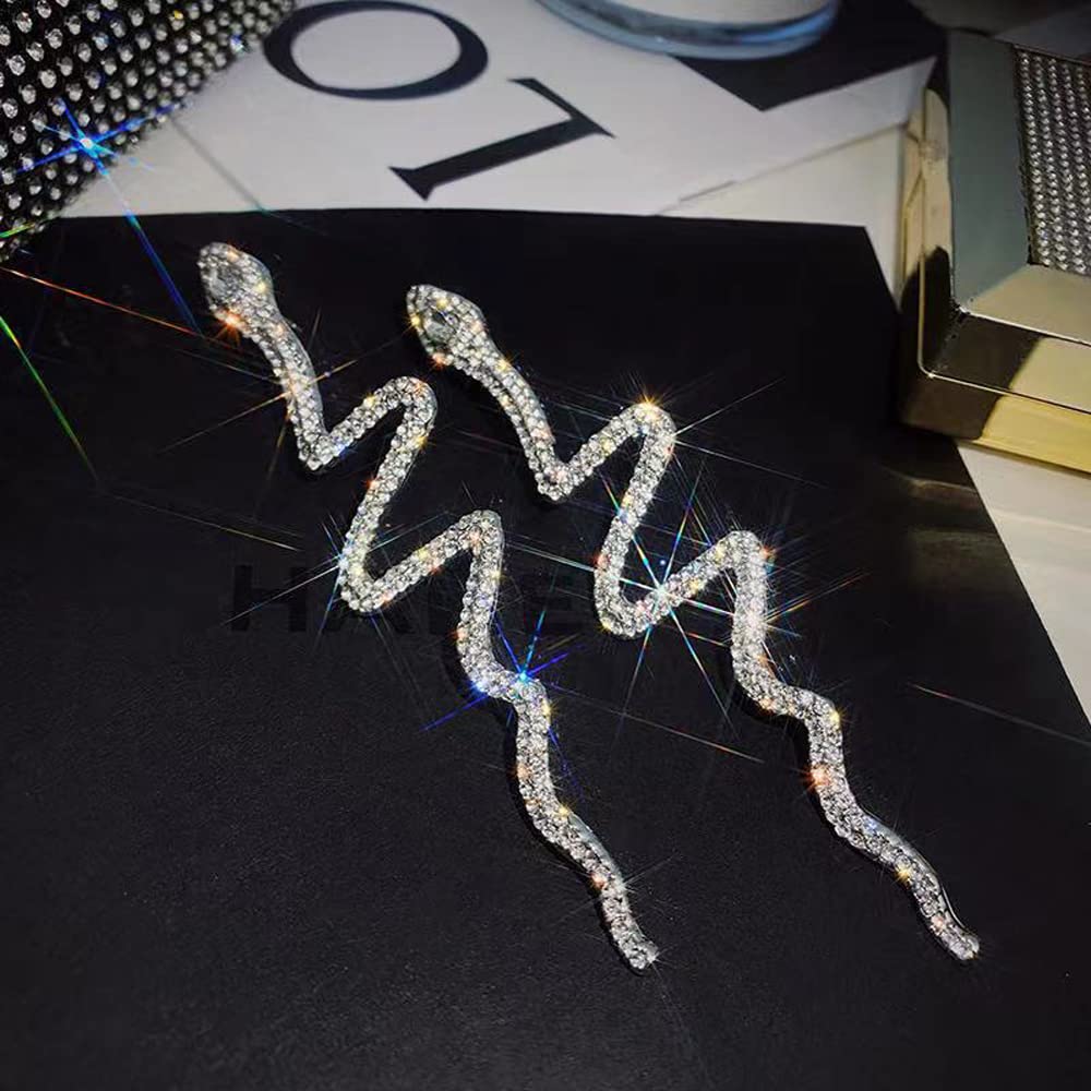 Girlssory Vintage Earrings Snake Earrings Studs Dangle Earrings Long Silver Dangle Earrings Gold Snake Stud Earrings Snake Jewelry for Women (Silver A)