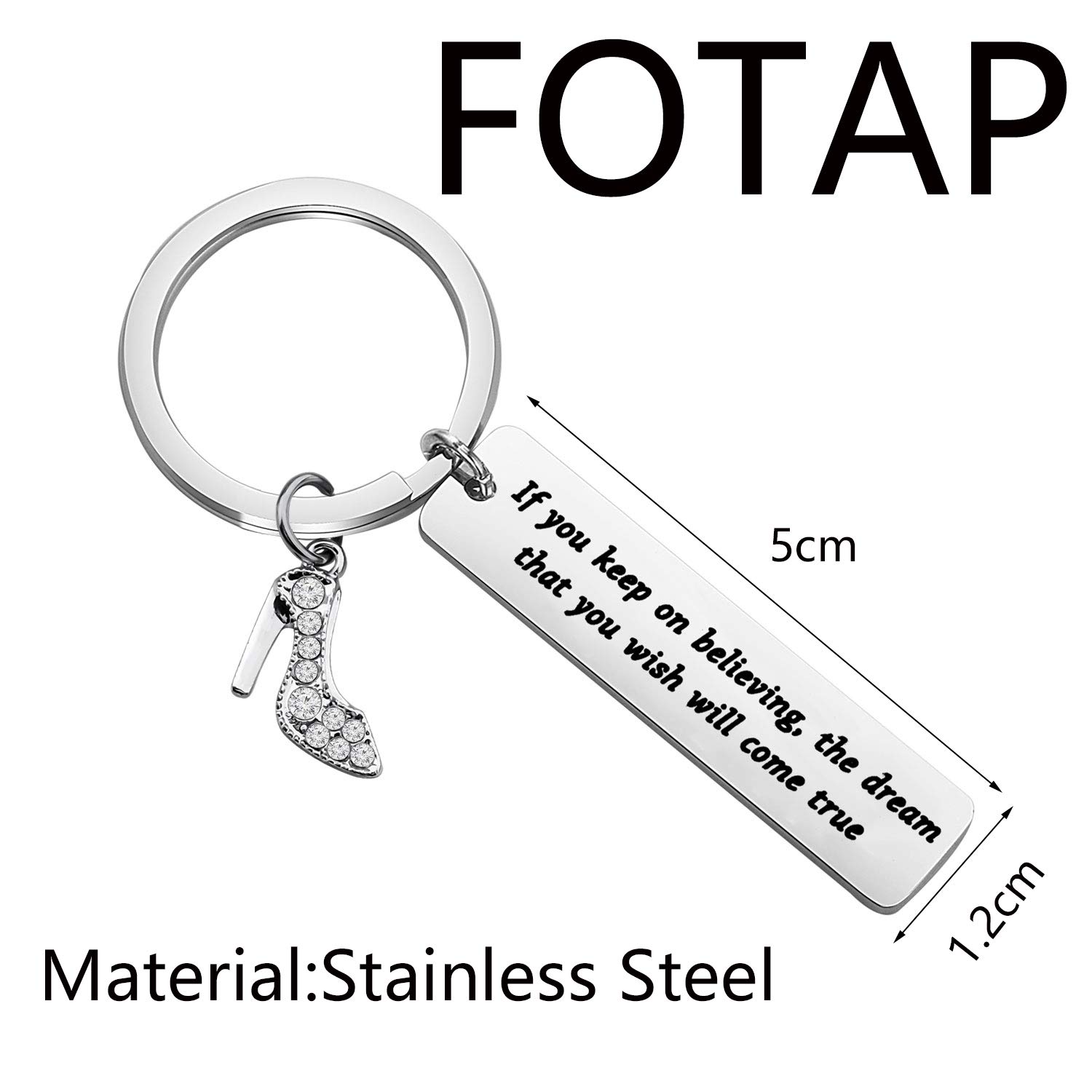 FOTAP If You Keep On Believing The Dream That You Wish Will Come True Keychain Cinderella Princess Glass Slipper Gift (Glass Slipper key)