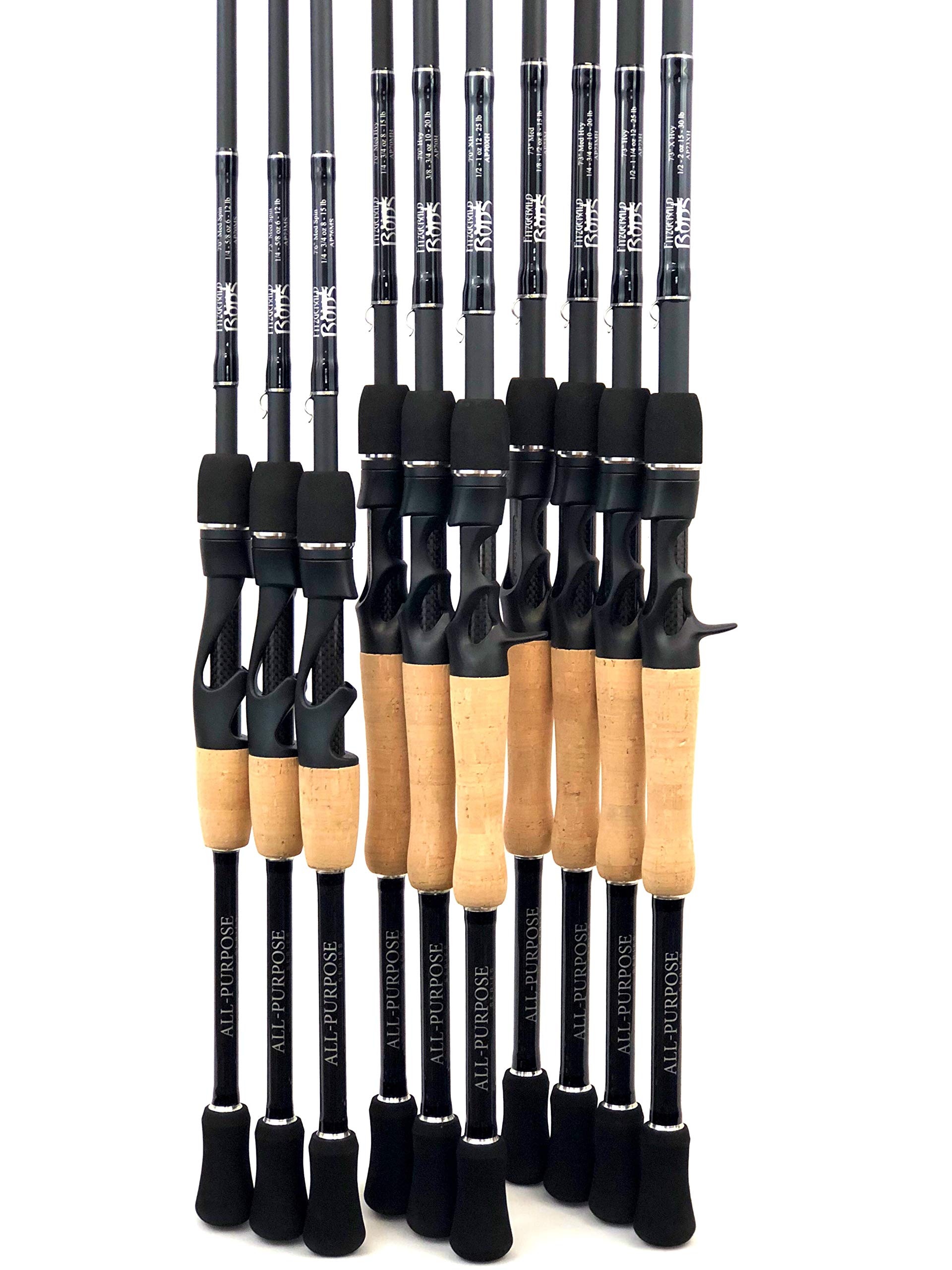 Fitzgerald Fishing All Purpose Series 7'6" Medium - Spinning Graphite Rod - Designed for Bass Fishing and Inshore Fishing