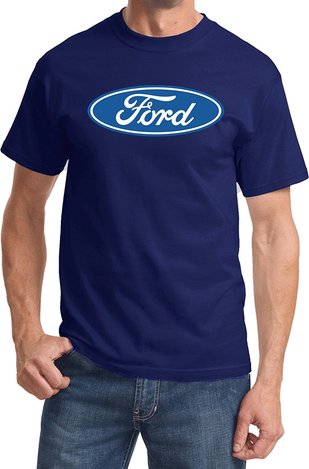 FORD OVAL LOGO EMBLEM T-SHIRT FORD MEN'S SHIRTS, Navy, XL