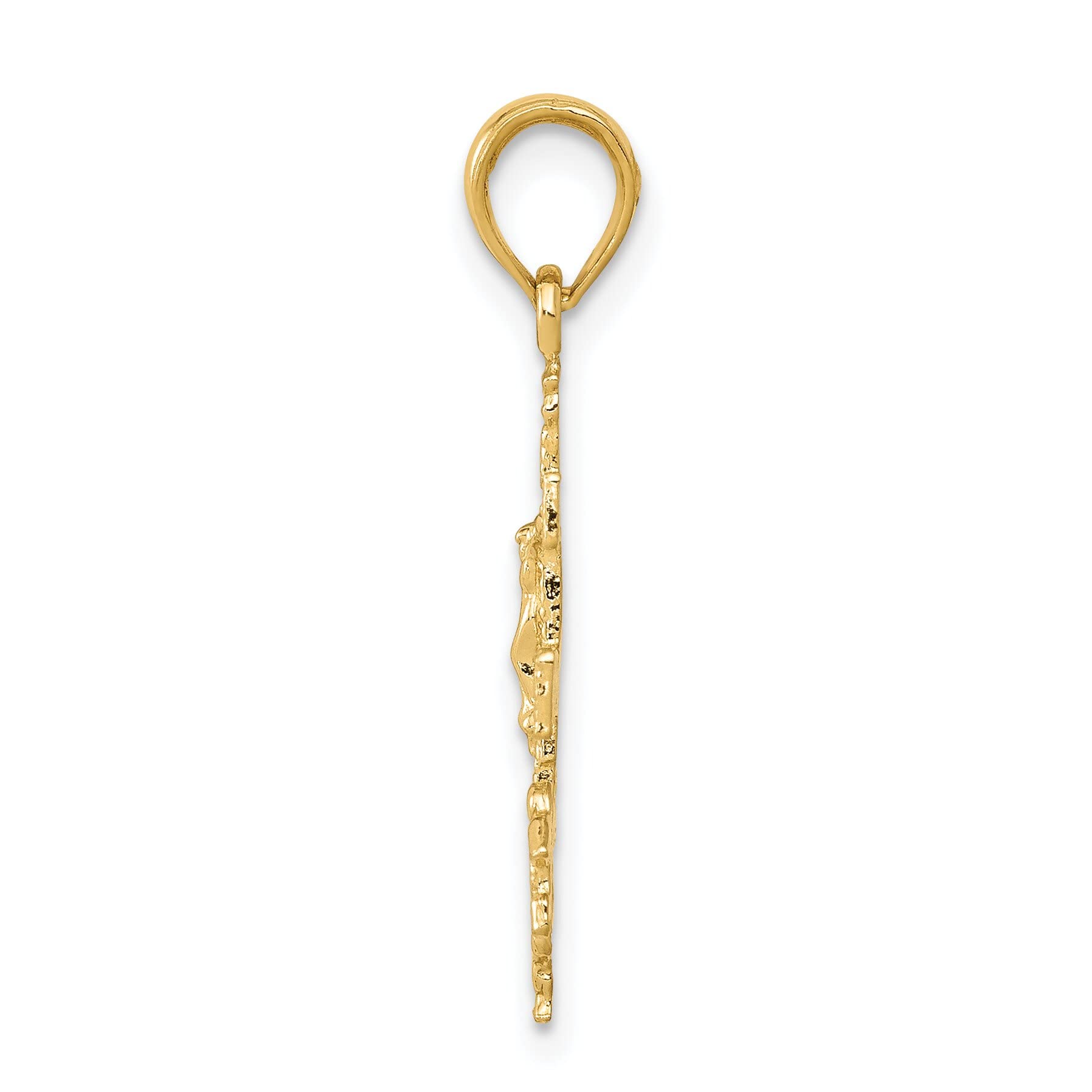 FindingKing 14K Yellow Gold Caravaca Cross Pendant Charm Jewelry