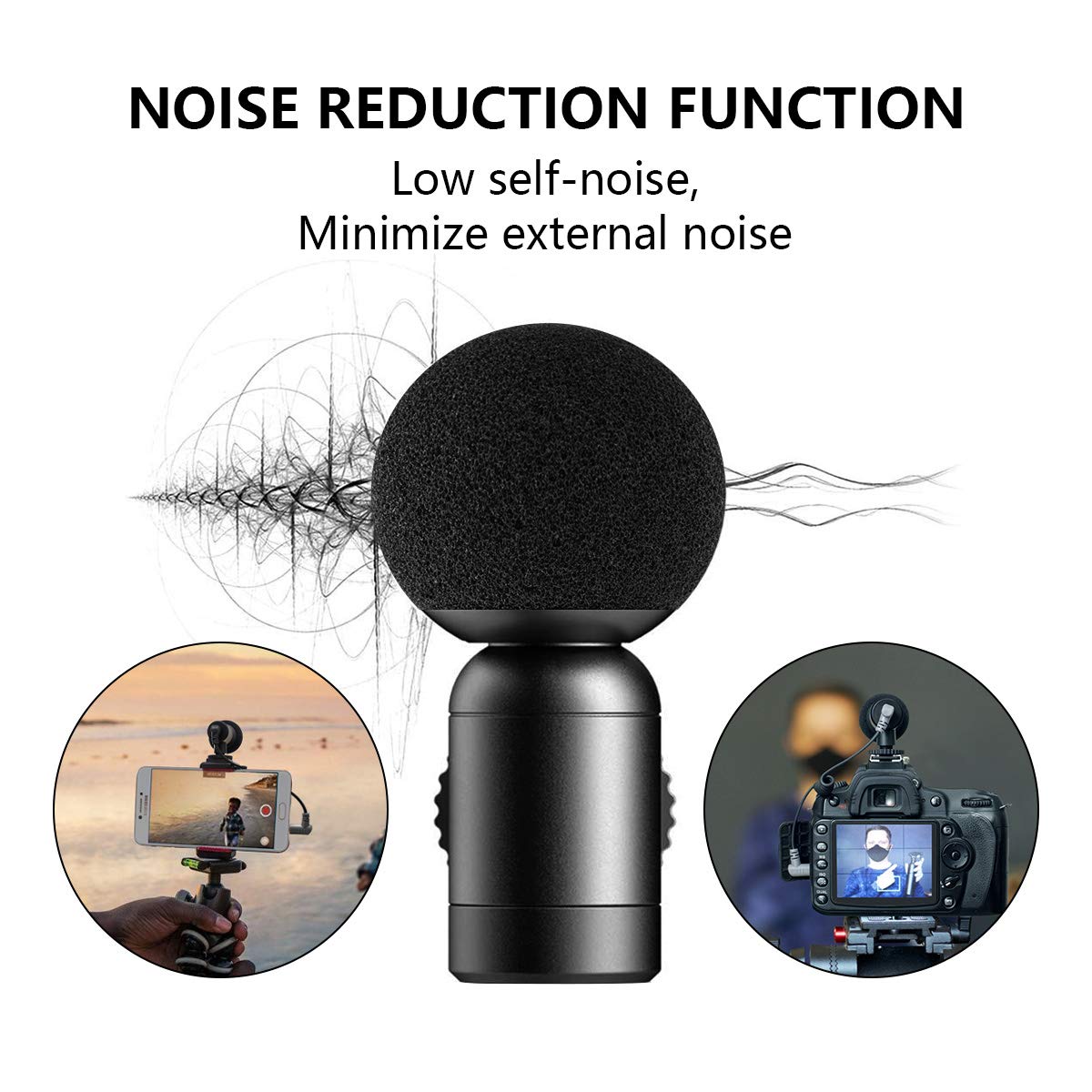 Frunsi Camera Microphone, Video Microphone for Gopro DSLR Canon Nikon Panasonic Sony Smartphone Vlogging, YouTube, Interview