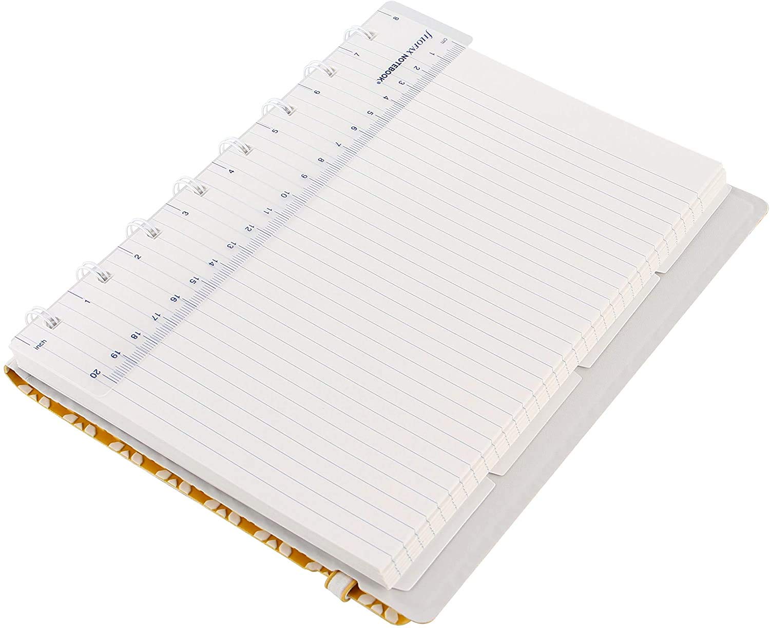 Filofax B115068U Refillable Notebook, A5 size, 112 moveable ruled pages. Includes 4 Indexes (one with pocket), page marker and elastic closure, Yellow & White