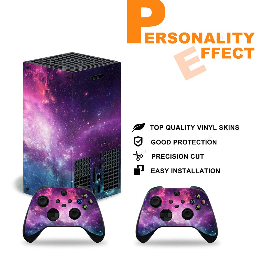 FOTTCZ Vinyl Skin for Xbox Series X Console and Controllers, Sticker Decal Protect Xbox Series X Devices - Light Purple Nebula 2