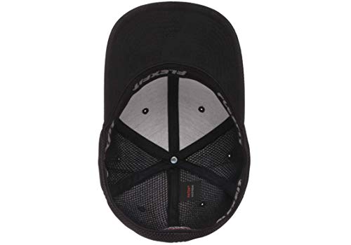Flexfit Unisex Ultrafibre Airmesh Fitted Trucker Hat, Black, Large-X-Large