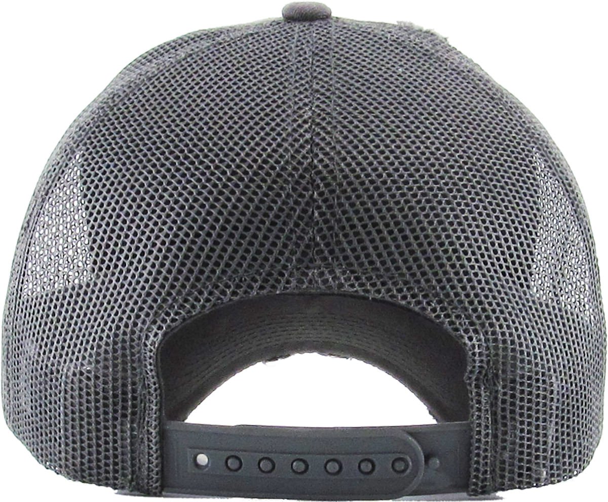 Funky Junque Distressed Low Profile Vintage Polo Style Trucker Dad Hat - Dark Grey