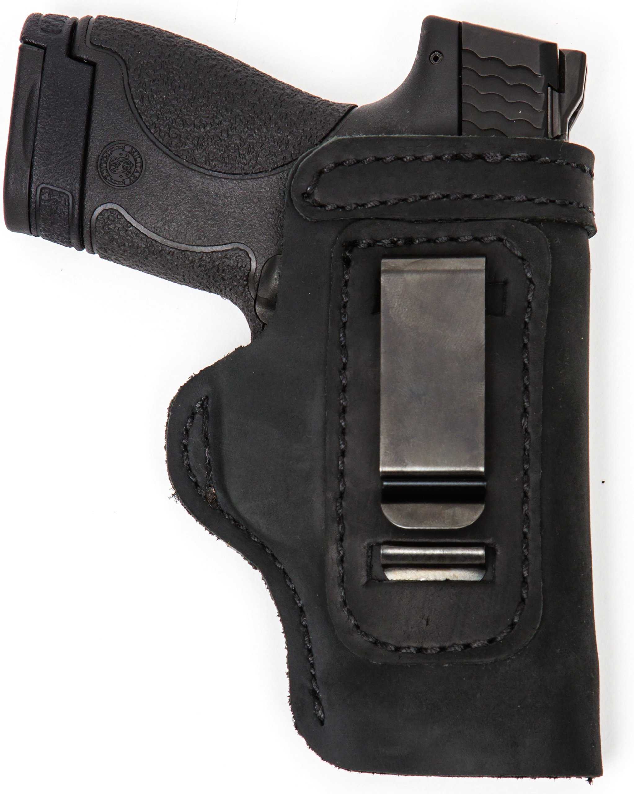 Fits Smith and Wesson M&P SHIELD 9mm 40 S&W 2.0 Lightweight CCW IWB Leather Gun Holster New Black (Right)