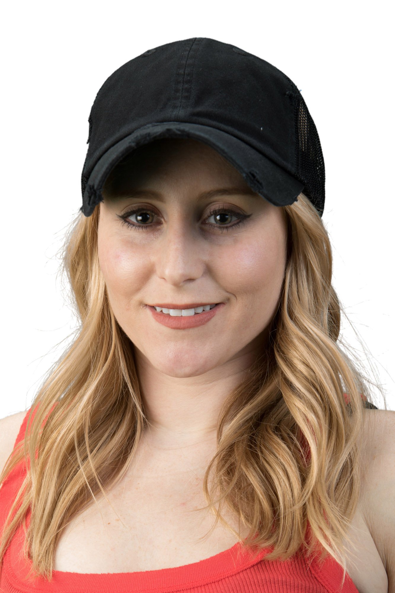 Funky Junque Distressed Trucker Dad Hat - Black