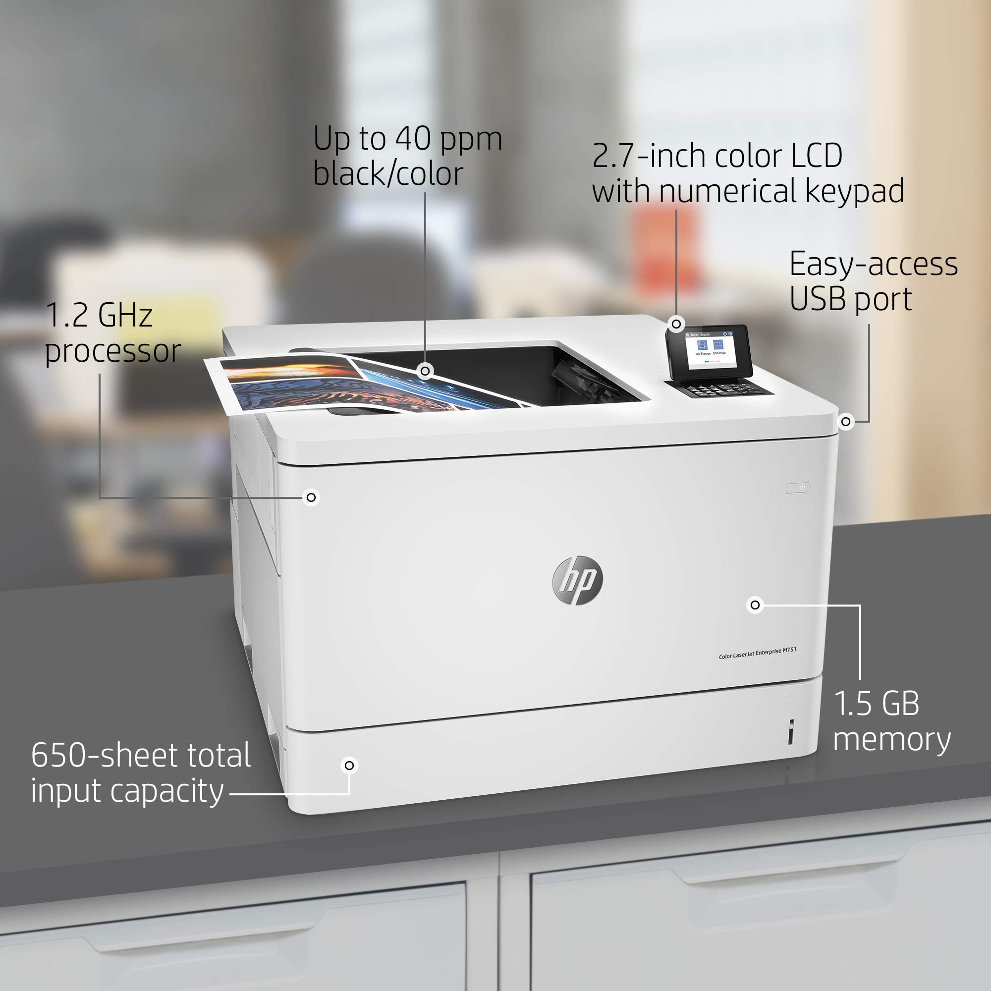 HP Color Laserjet Enterprise M751n Printer with One-Year, Next-Business Day, Onsite Warranty (T3U43A) (Renewed)