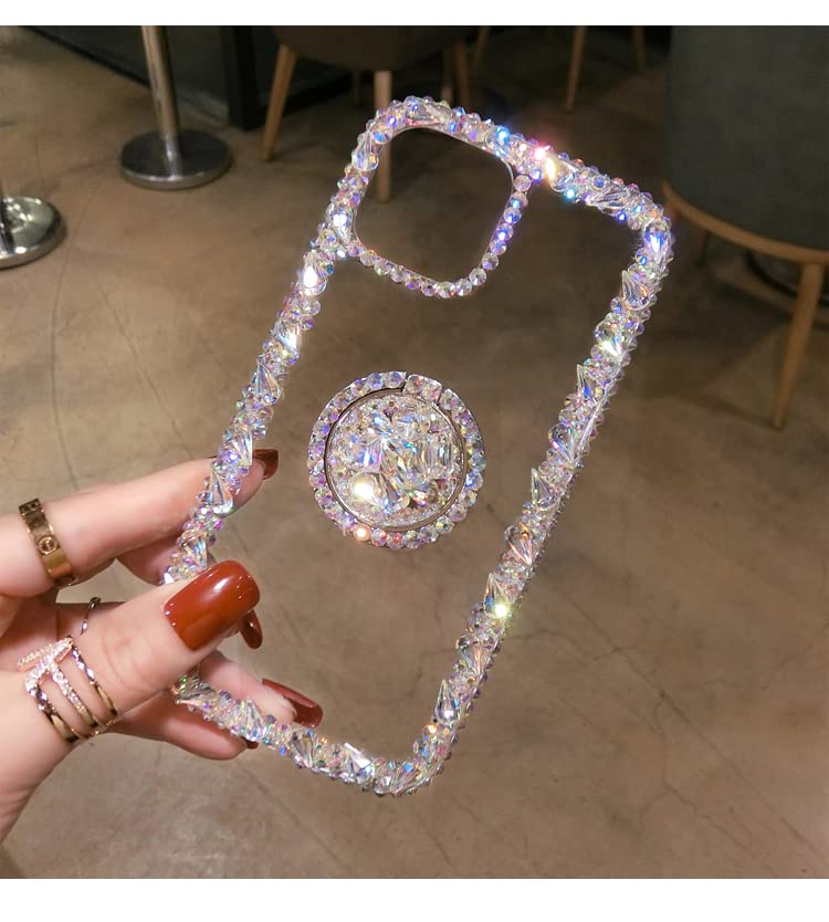 redecarie for Galaxy Note 10 Plus Case,Luxury Bling Glitter Diamond Ring Holder Kickstand Sparkle Crystal Rhinestone Women Girls Kids Clear Protective Phone Cover for Samsung Galaxy Note 10 Plus
