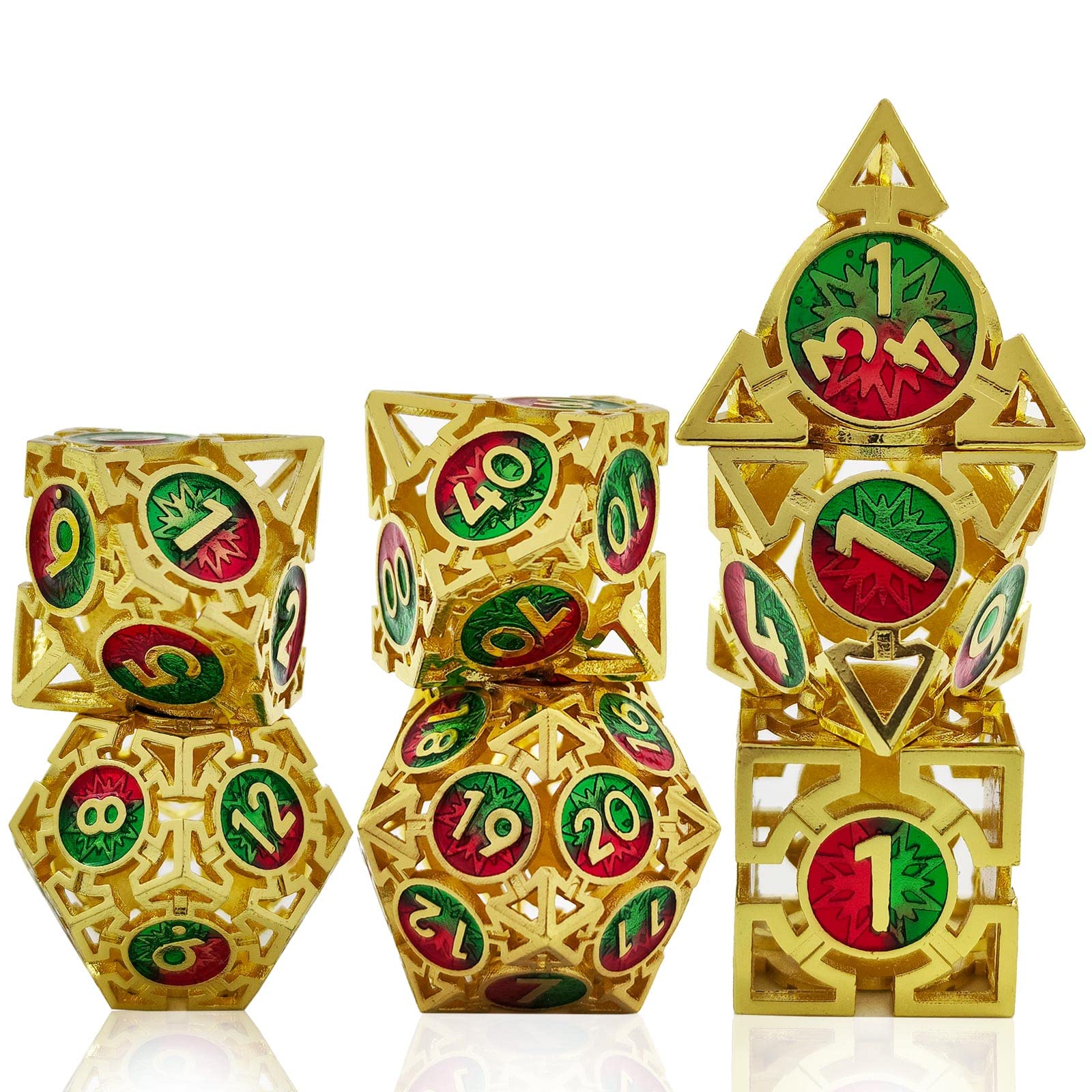 GIUADKXD Metal DND Dice Set - D&D Dungeons & Dragons Dice 7 Piece Polyhedron Dice Set D20MTG Dice Set Game RPG Warhammer Dice Accessories Gift D4 D6 D8 D10 D10% D12 D20 Dice Set - Silver and Blue