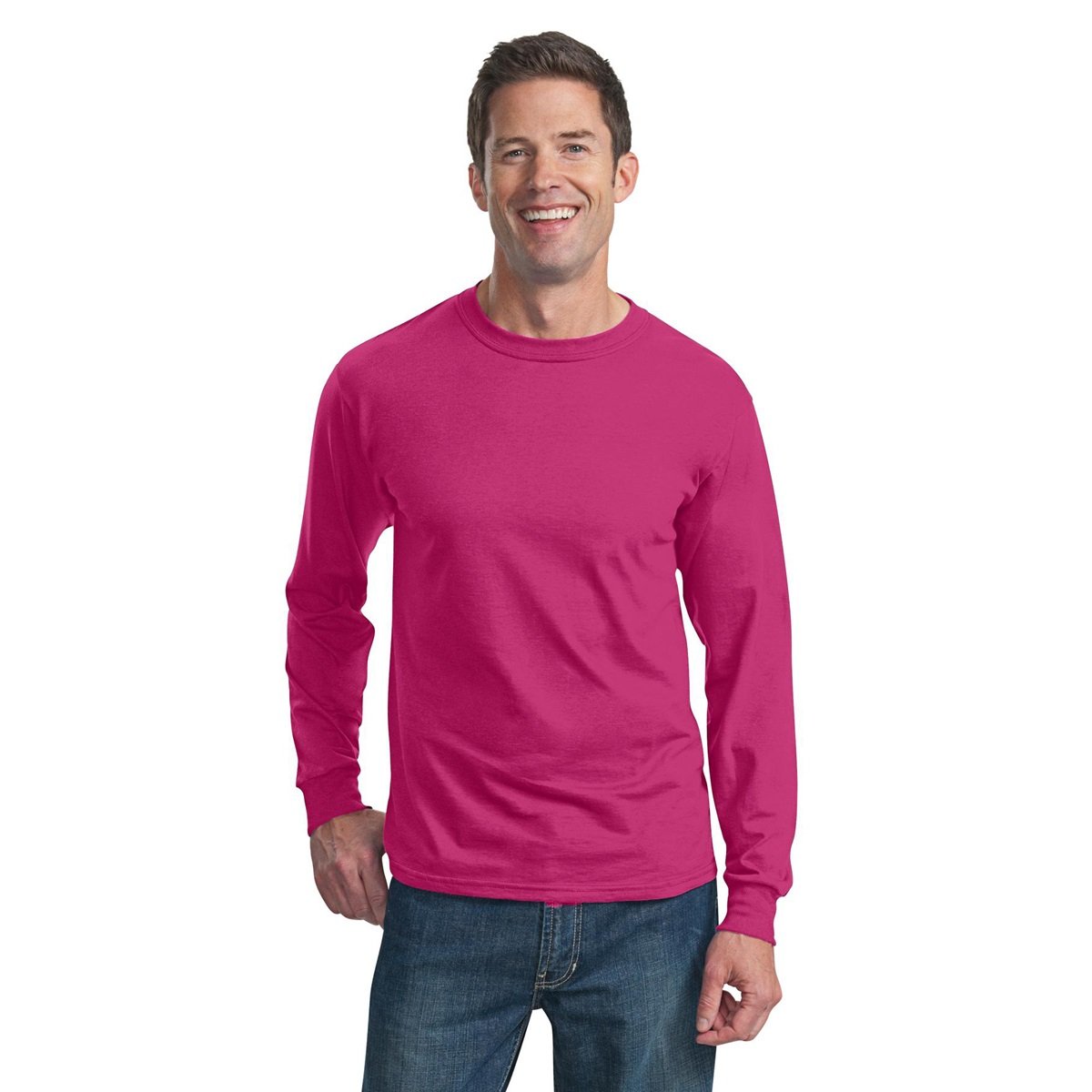 Fruit of the Loom Adult 5 oz. Long-Sleeve T-Shirt, Cyber Pink, S