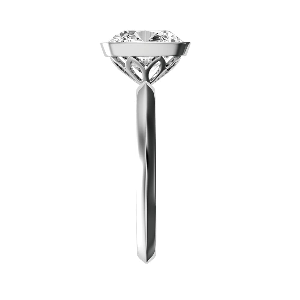 GEMSPARKLES 14K White Gold Plated 925 Silver 2 CT.T.W. Cushion-Cut Clear CZ Diamond Bezel Set Wedding Ring For Her_6