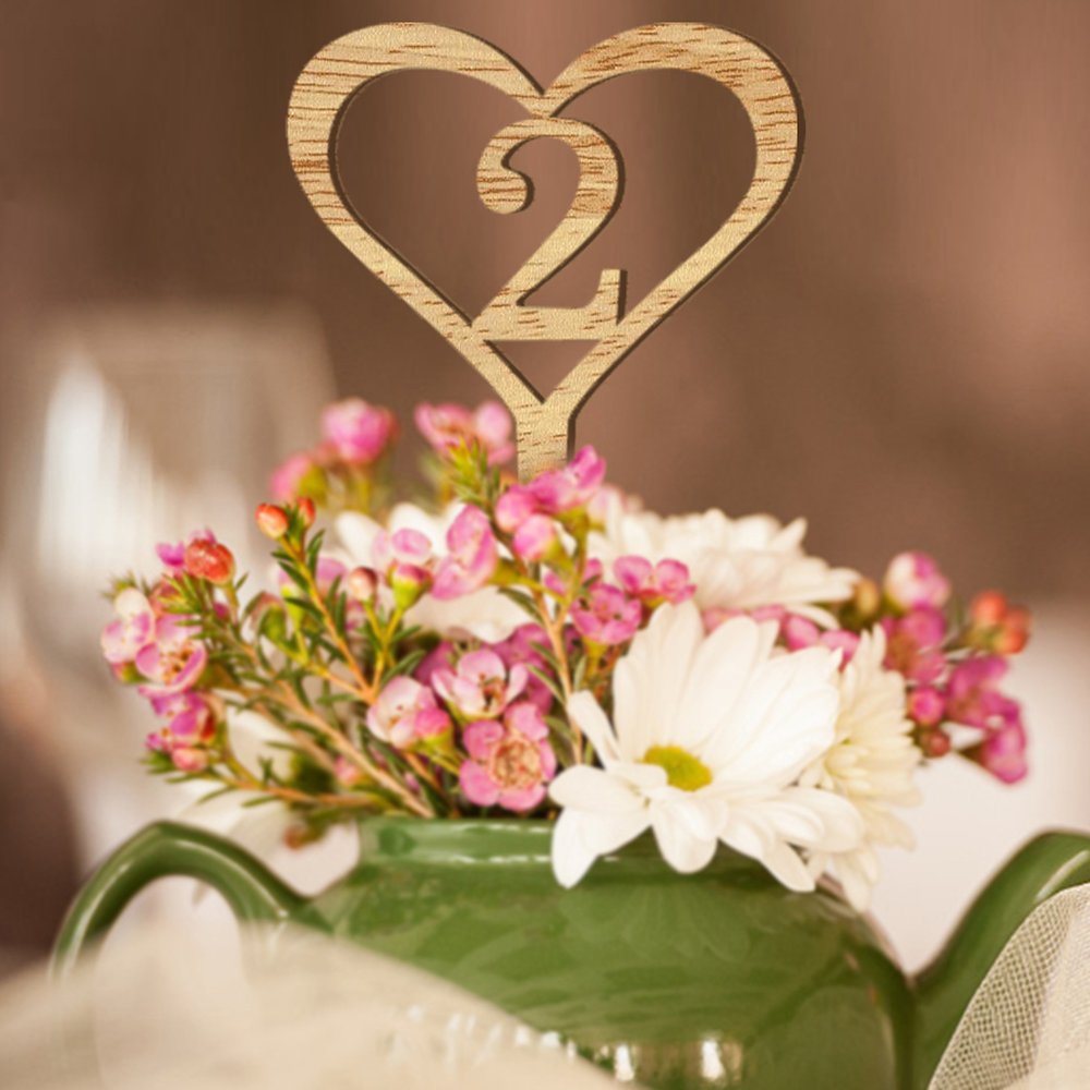 YOYOBALL8 1-10 Table Number Card Wooden Wedding Table Card Flower Seat Number Card from 1 to 10 Decoration Digital Topper,10Pcs