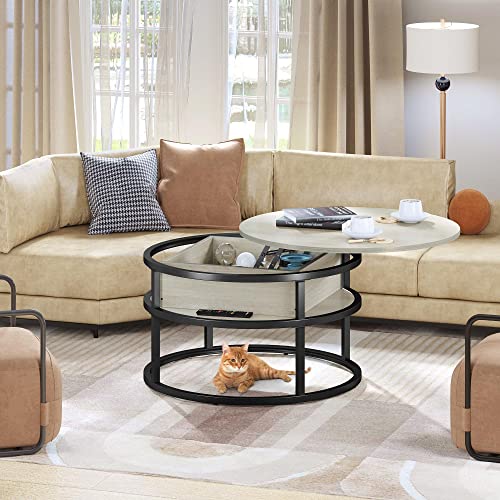 YITAHOME Lift top Coffee Table, White Oak and Black