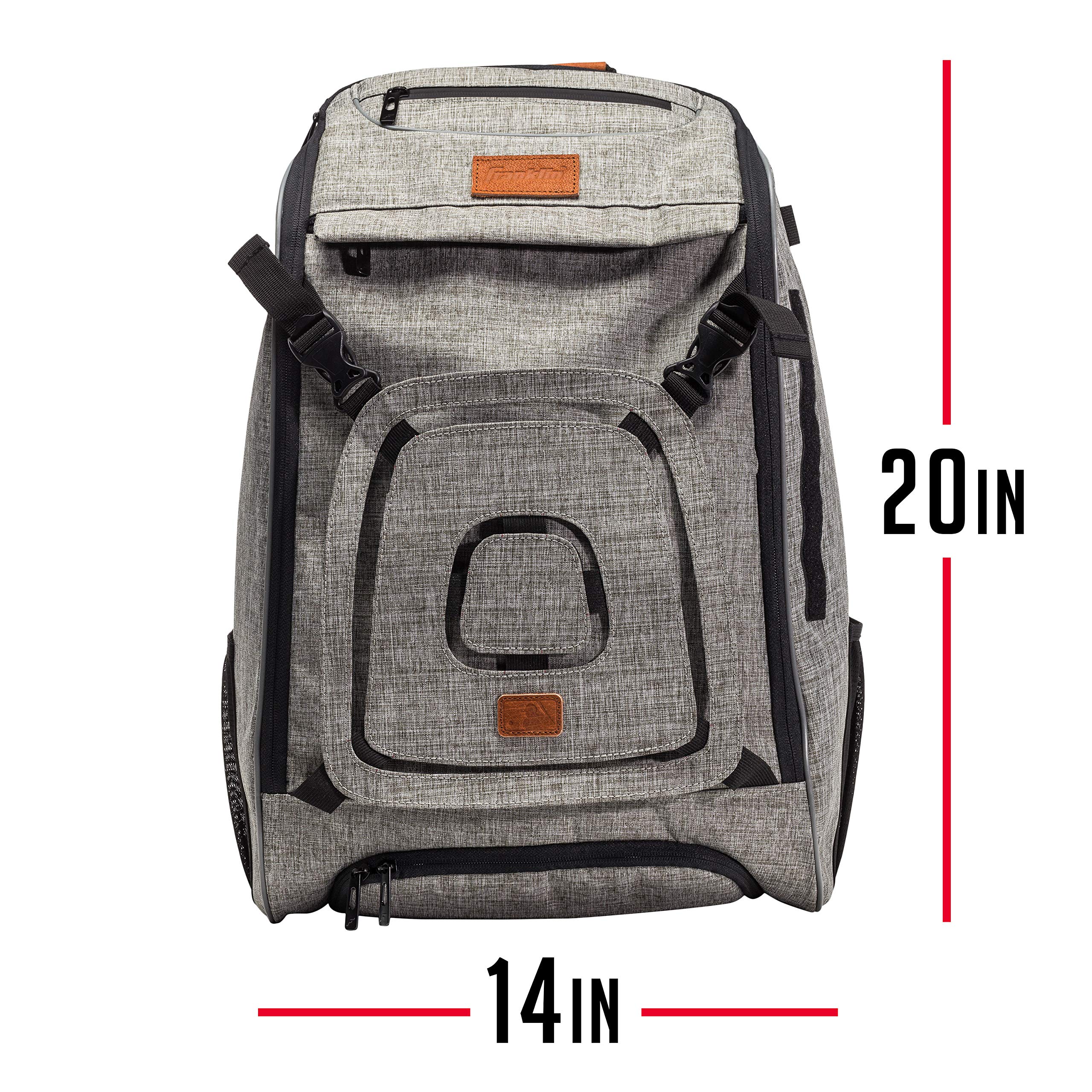 Franklin Sports MLB Traveler Plus Baseball Backpack + Baseball Bag or Softball Backpack + Stores Batting Glove, Helmet, Cleats and More - Grey