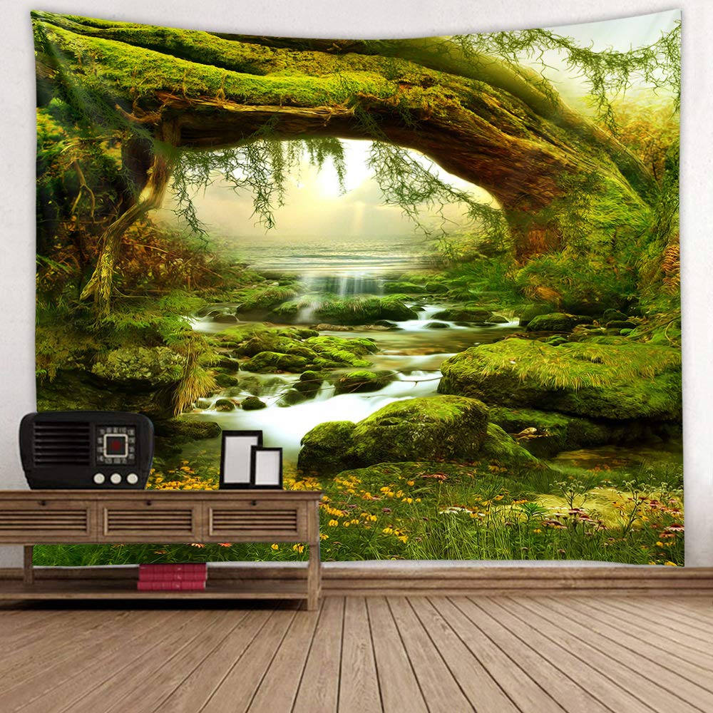 Forest Tapestry Home Decor Landscape Tapestry Living Room Bedroom Decoration Tapestry Magic Tapestry Curtain (Old Tree Red, 60''L×51''W)