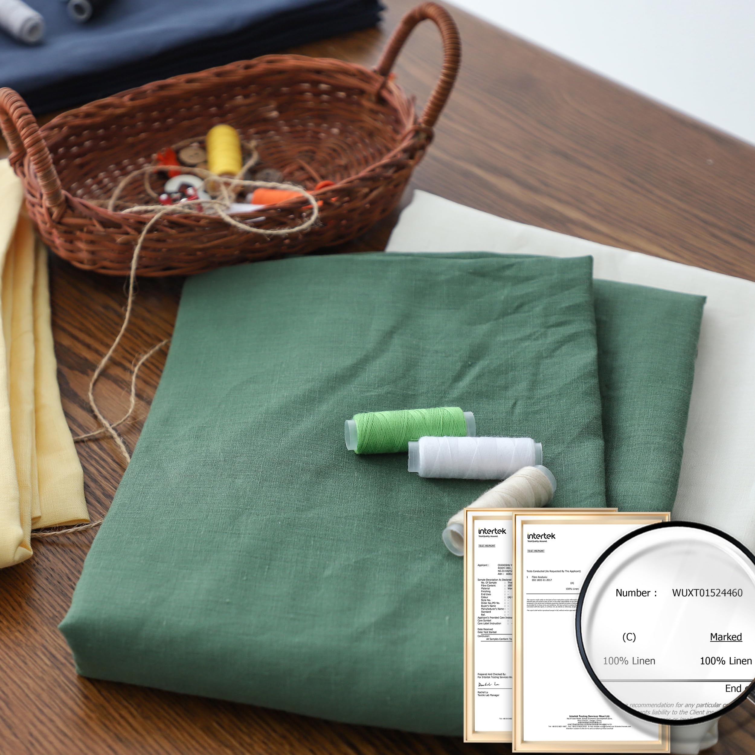 Simple&Opulence 100% Nature Pure Linen Fabric 78 Inch by the Yard, Plain Solid Color Linen Fabric for Sewing, Embroidery, Clothing, Needlework, Bag,Tablecloths, Garments Craft Accessories(Olive Green)