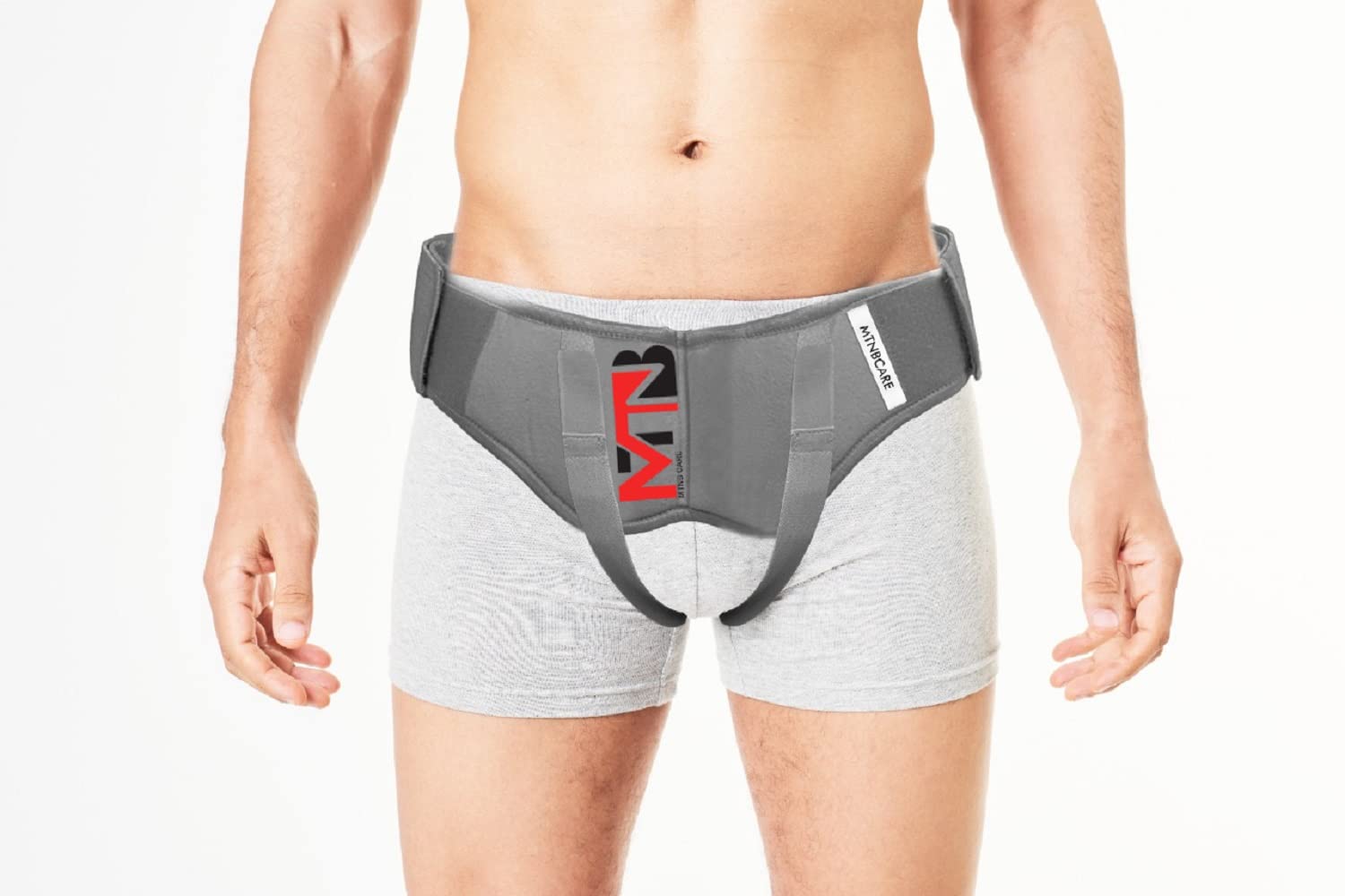GlobeXcare Grey Inguinal Hernia Support Truss Brace for Single/Double Inguinal or Sports Hernia with Two Removable Compression Pads & Adjustable Groin Straps Surgery Injury Recovery Belt (X-Large)