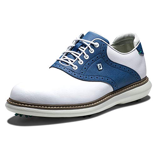 FootJoy Men's Traditions Previous Season Style Golf Shoe, White/Light Navy, 11