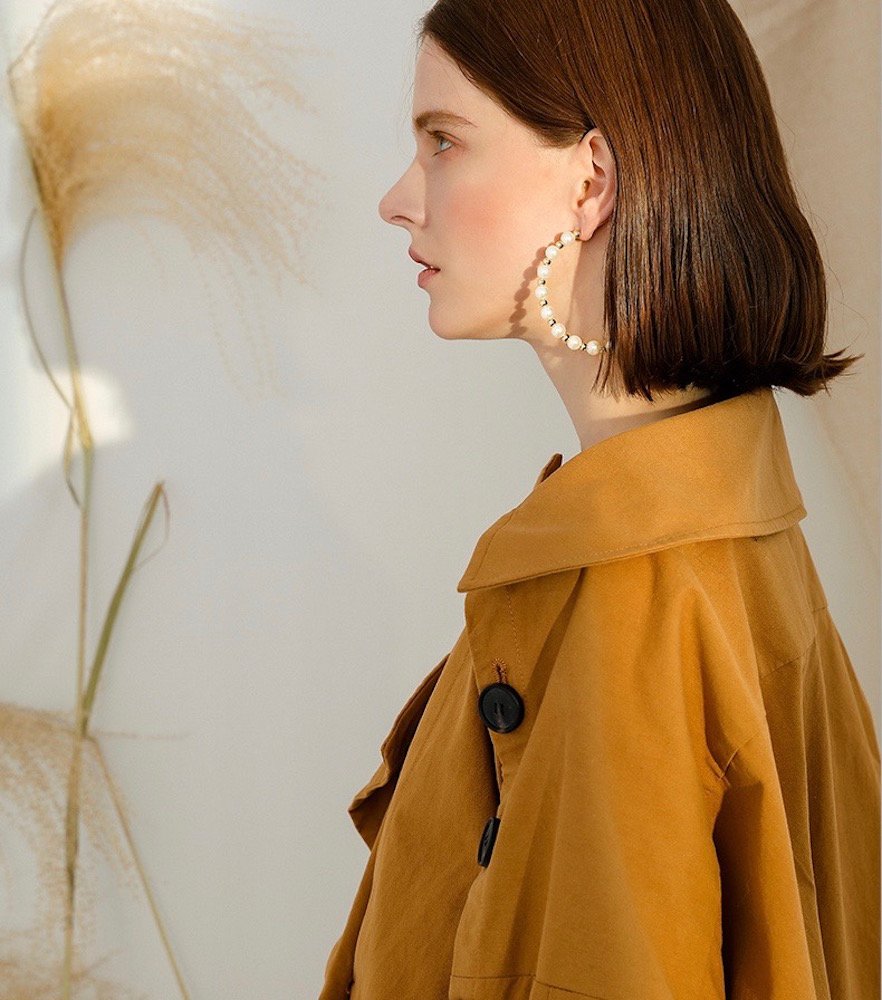 Fashion jewelry designer large statement immitation faux pearl classic round shape hoop earrings for women