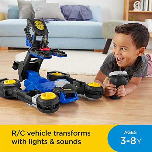 Fisher-Price Imaginext DC Super Friends Batman Toy Transforming Batmobile Rc Car with Lights & Sounds for Pretend Play Ages 3+ Years