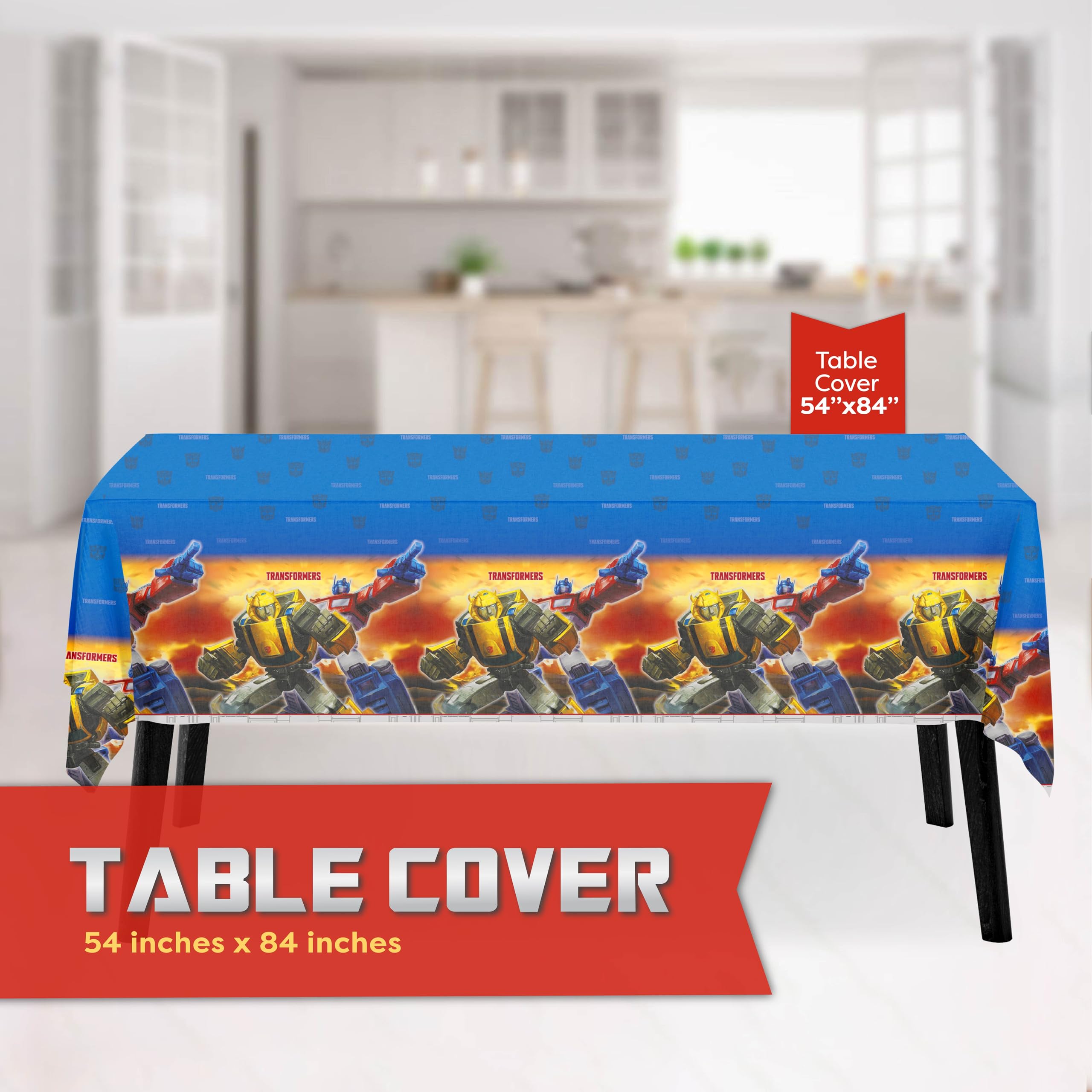 Transformers Birthday Party Supplies | Serves 16 Guests | Transformers Party Supplies | Transformer Dinner & Cake Plates, Napkins, Tablecover, Button | Officially Licensed