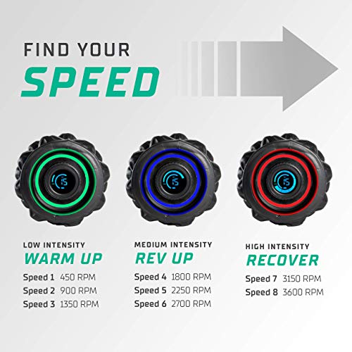 Foam Roller for Physical Therapy & Exercise - Vibrating Foam Roller for Back Pain, Muscle Recovery, Deep Tissue Massage and Stretching - Electric Foam Roller, 8 Speed, Rechargeable, Black