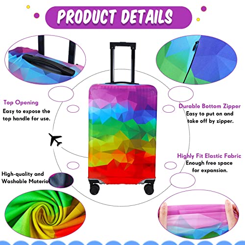 Sweetude 3 Pcs Travel Luggage Cover Washable Suitcase Protector Rhombus Geometry Suitcase Cover Luggage Protector Fits 18-28 Inch Luggage, 3 Sizes (Geometric Style)