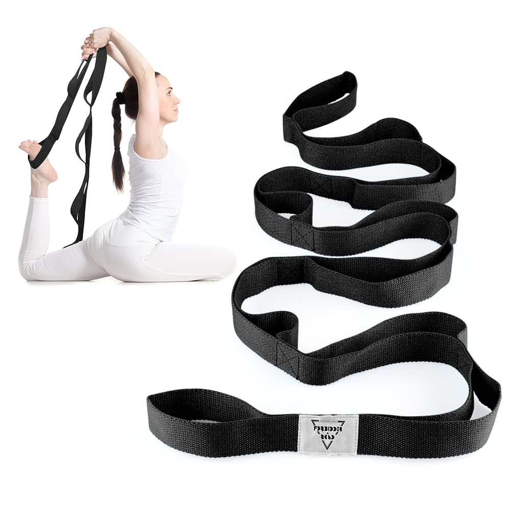Forbidden Road Stretch Strap (6ft, 8ft) Yoga Strap with Muti-loops Exercise Band for Physical Therapy Green/Black/Blue/Purple
