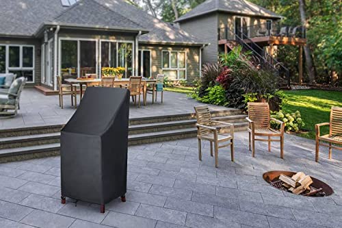 MAVINCHER Patio Chair Covers, High Back Outdoor Chair Covers Waterproof, 600D Heavy Duty Lawn Outside Barstool Chair Covers,Fits for 4-6 Stackable Dining Chairs,27"W x 27"D x 49"H, 1 Pack