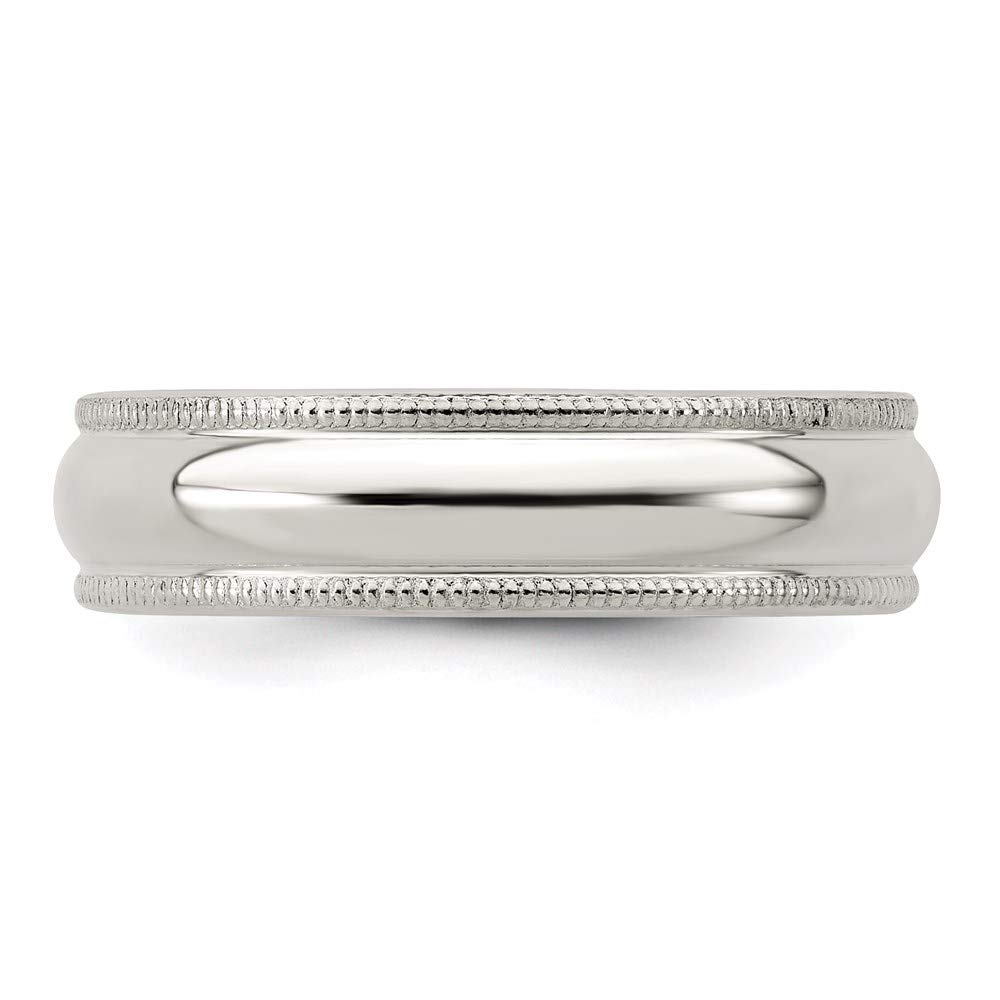 Forever Flawless Jewelry 5mm High Polish Finish Half Round Domed Milgrain Sterling Silver Wedding Band - Size 12