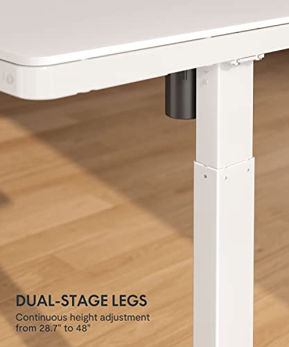 FLEXISPOT 55" White Electric Standing Desk with Drawers, Quick Assembly Home Office Sit Stand Desk with Storage, USB Charging, Computer Desk for Home Office (White Top + Adjustable Frame, Comhar)