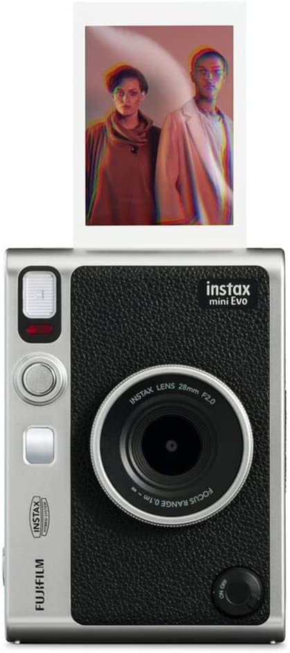 Fujifilm Instax Mini EVO Hybrid Instant Film Camera (Black) (16745183) Bundle with 40 Instant Film Sheets + 32GB Memory Card + Small Padded Case + SD Card Reader + Microfiber Cleaning Cloth