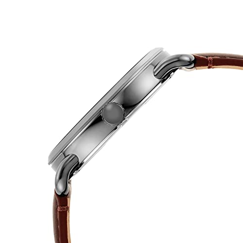 Fossil Men's Copeland Quartz Stainless Steel and Leather Three-Hand Watch, Color: Smoke, Brown (Model: FS5664)